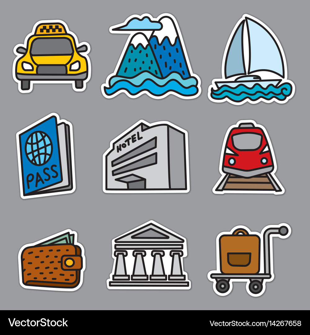 Resort travel stickers Royalty Free Vector Image