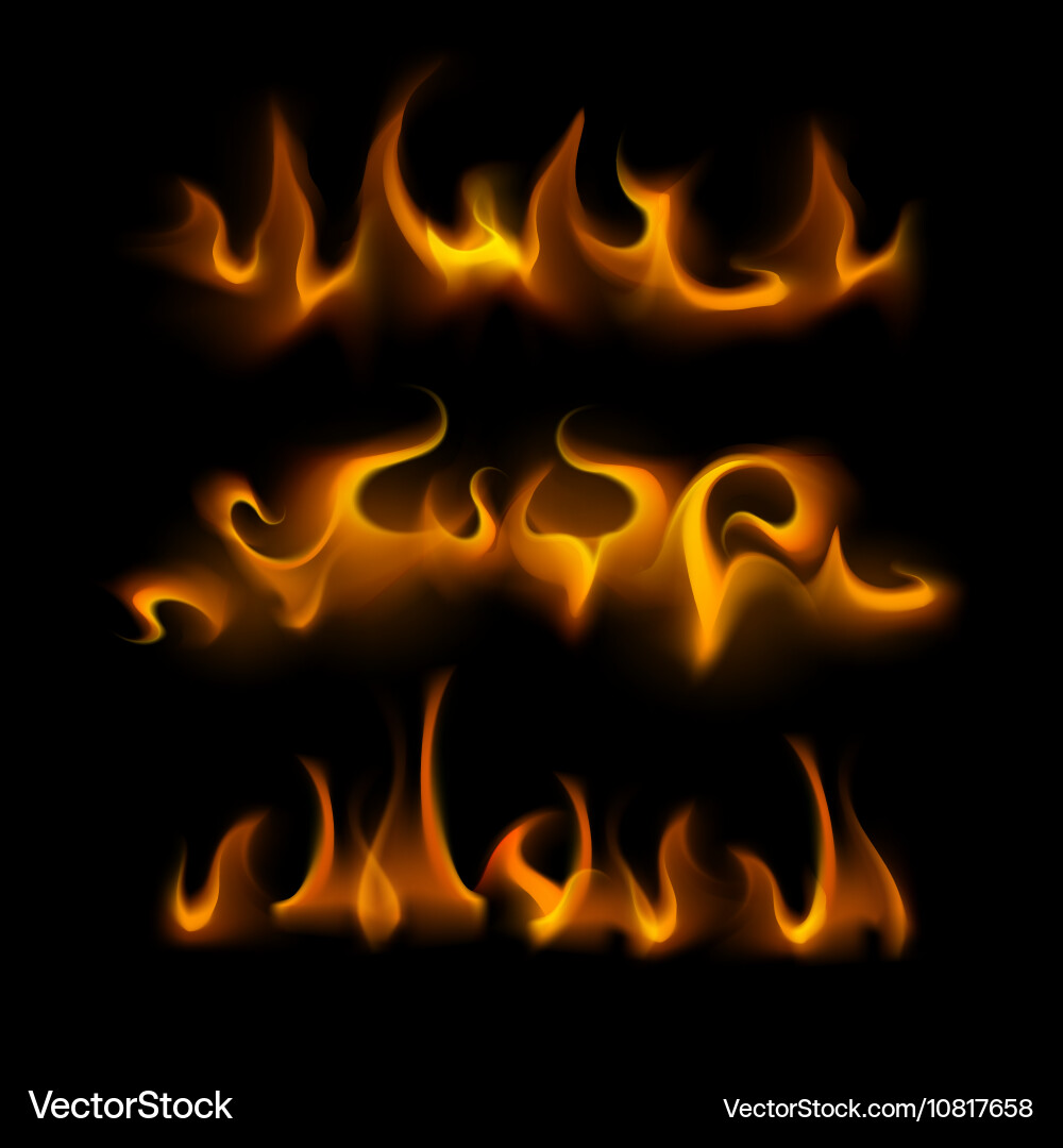 Set of different yellow orange fire flame bonfire Vector Image