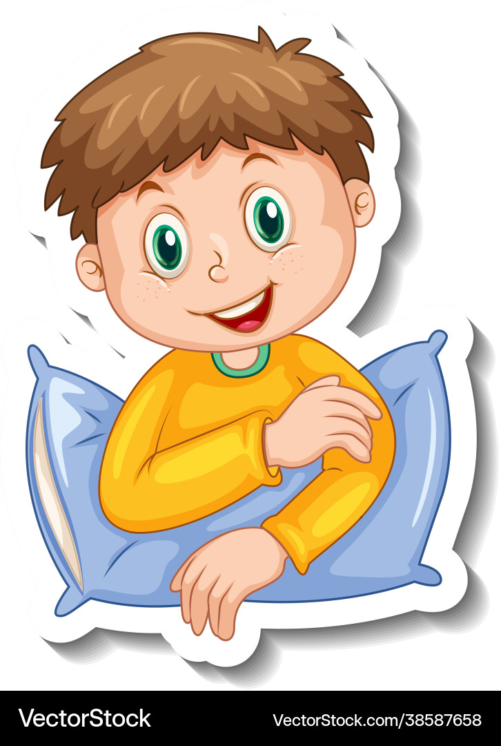 Sticker template with a boy cartoon character Vector Image
