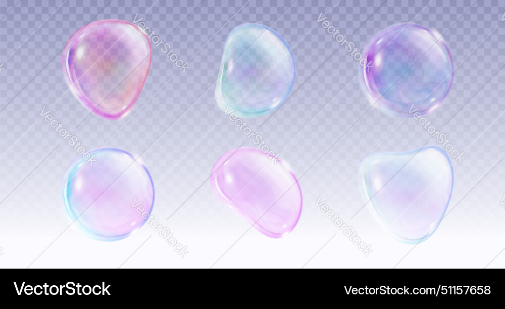 Transparent soap ball with iridescent color Vector Image