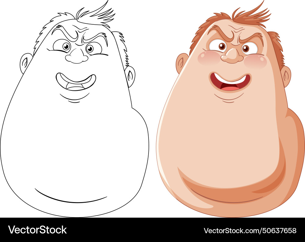 Two cartoon faces with contrasting expressions Vector Image