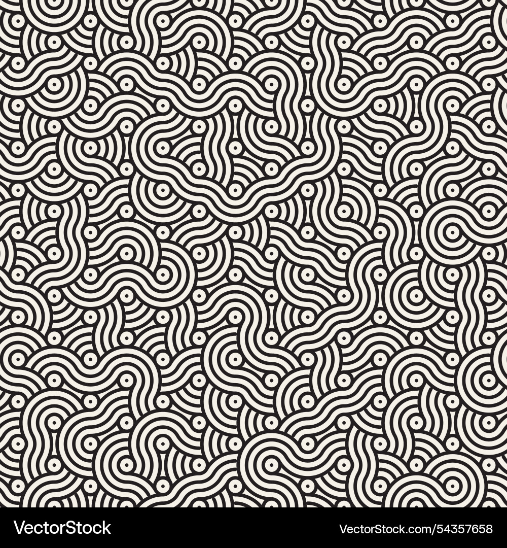 Wavy circular seamless pattern with black Vector Image