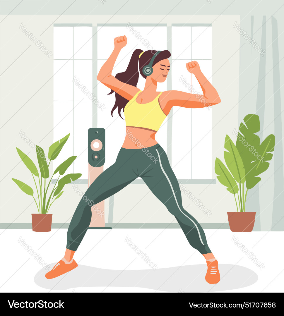 Woman dancing zumba flat Royalty Free Vector Image