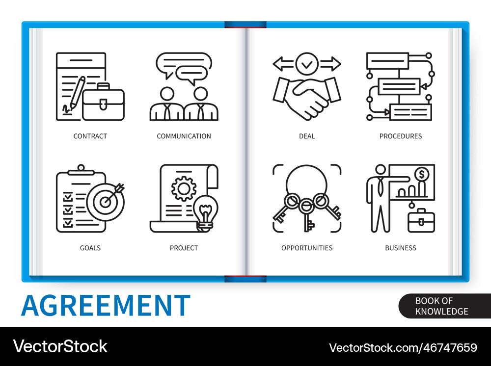 Agreement infographics linear icons collection Vector Image
