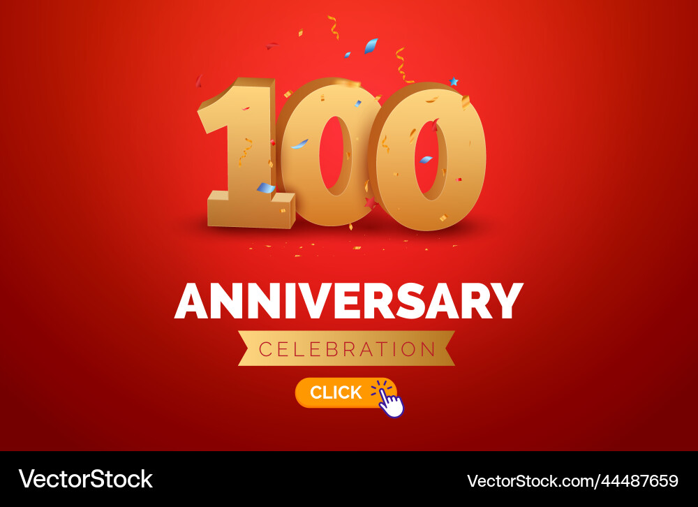 Anniversary birthday 100 years golden background Vector Image