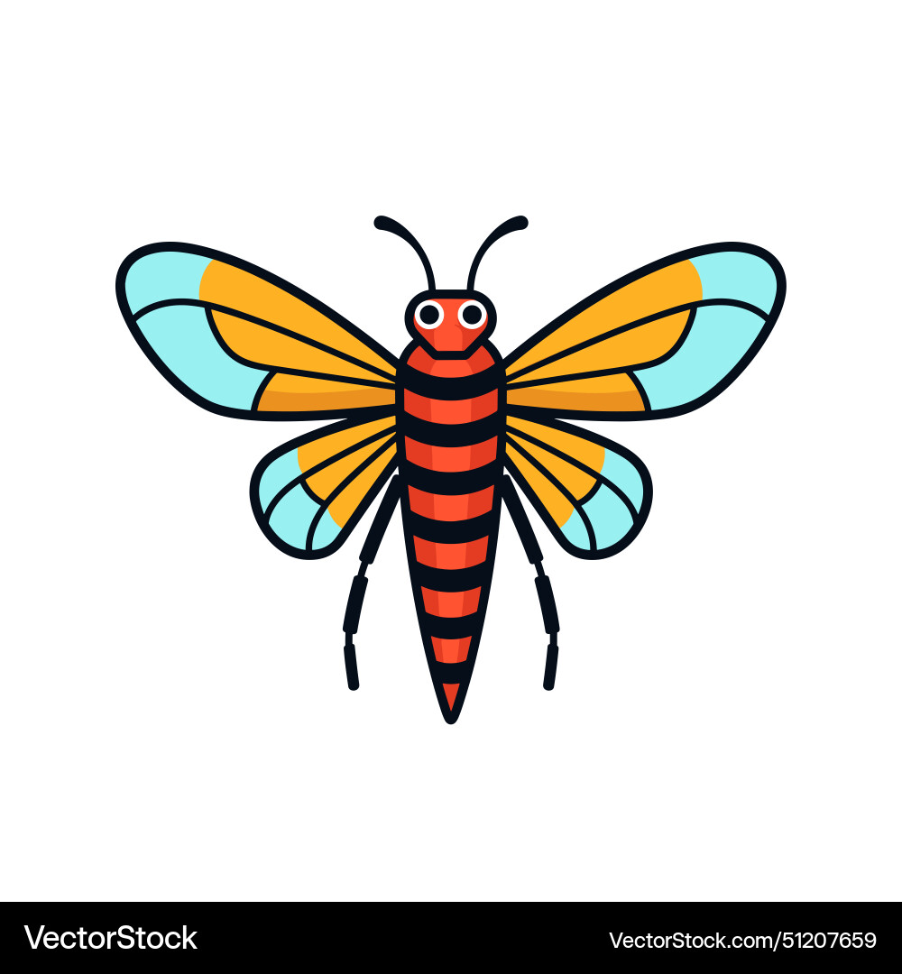 Brightly colored cartoon butterfly red yellow Vector Image