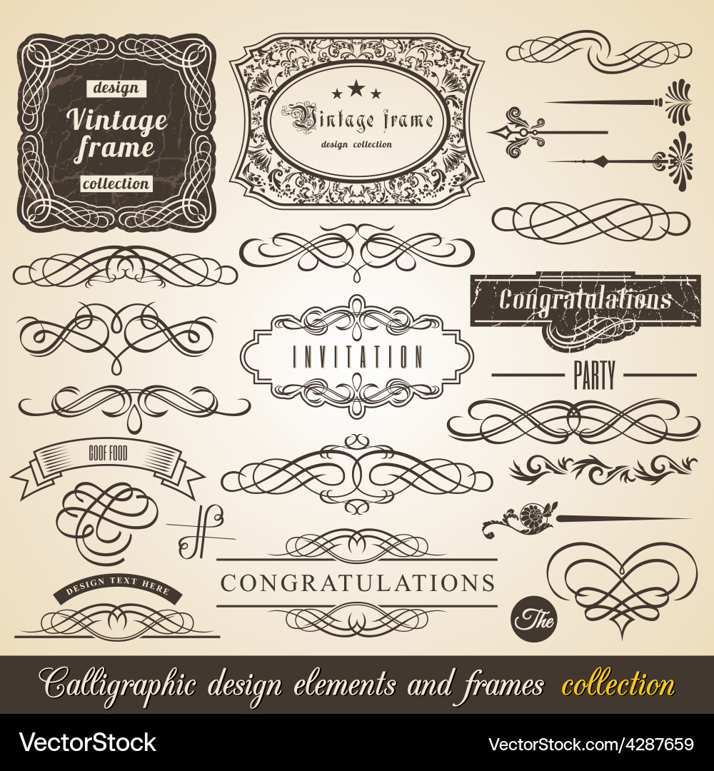 Calligraphic element border Royalty Free Vector Image