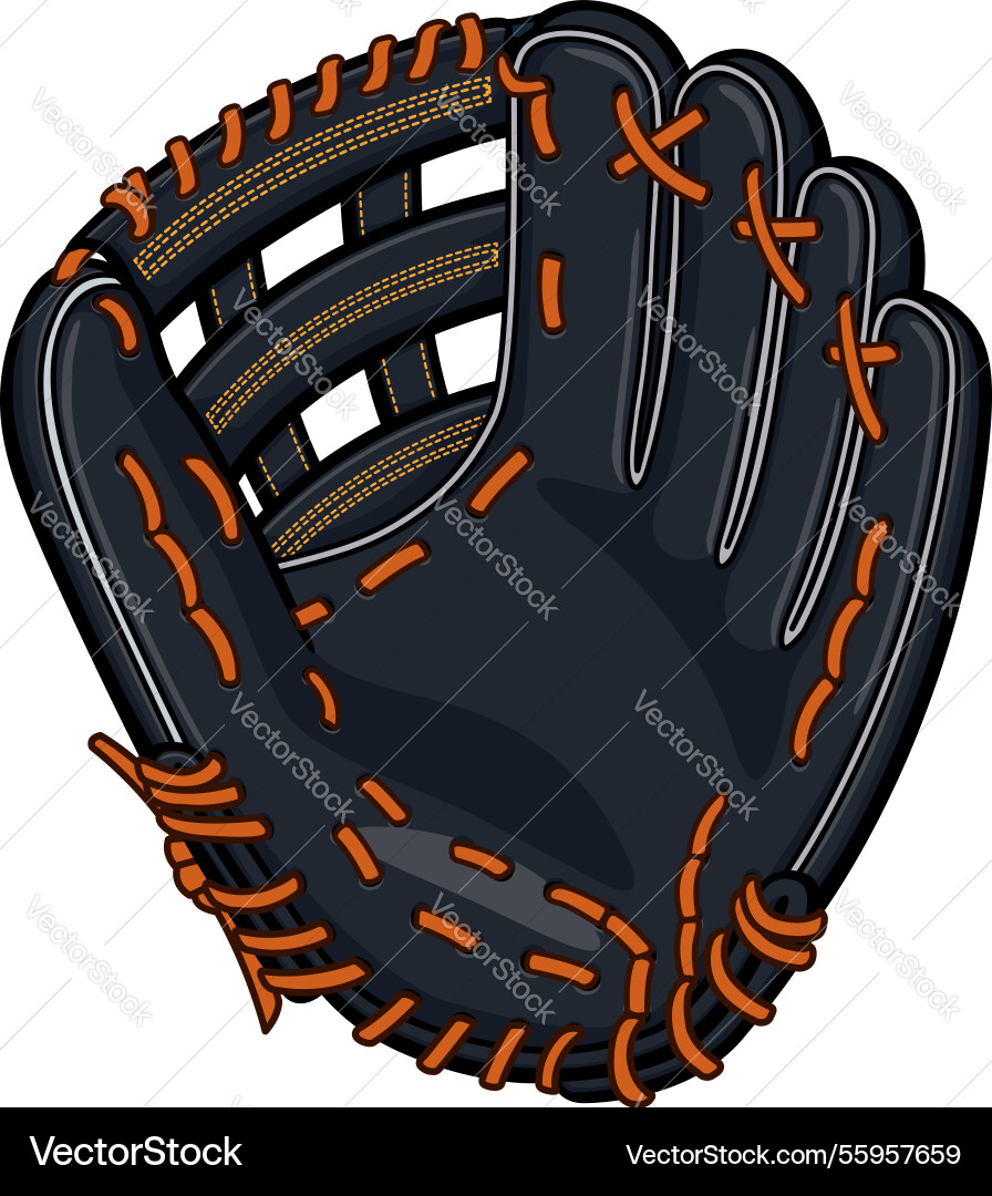 Classic black leather baseball glove mitt Vector Image