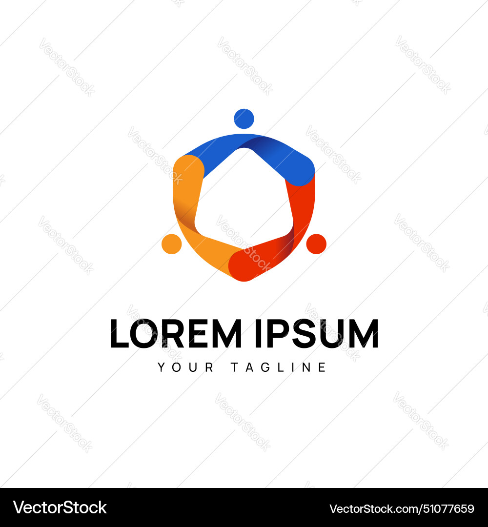 Community logo with abstract people Royalty Free Vector