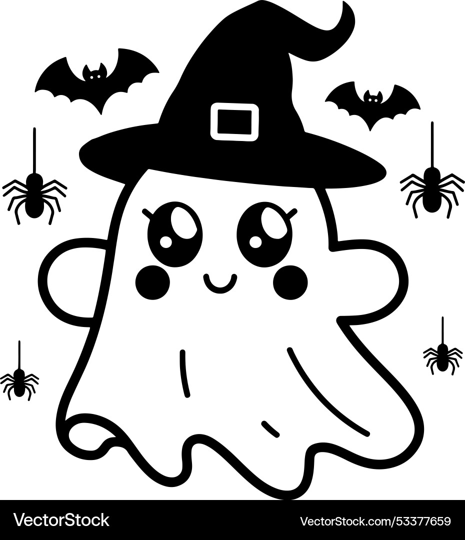 Cute halloween ghost outline – Royalty-Free Vector | VectorStock