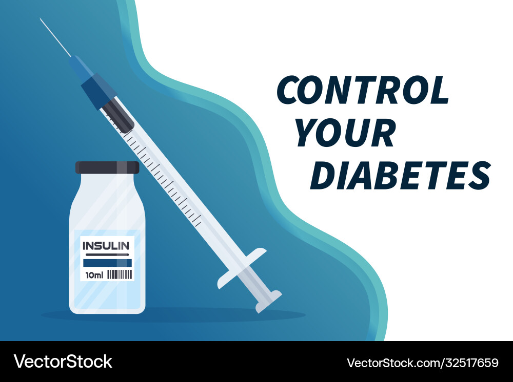 Diabetes flat elements insulin bottle Royalty Free Vector