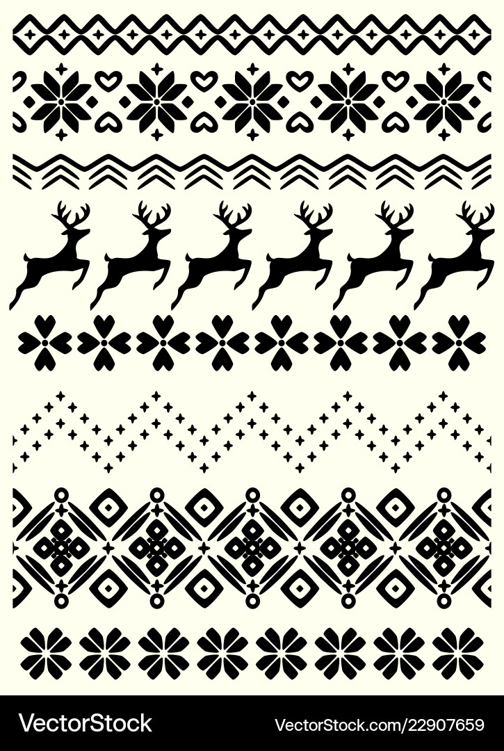 Fair Isle Christmas Borders Royalty Free Vector Image