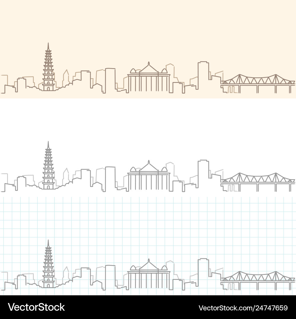 Hanoi hand drawn skyline Royalty Free Vector Image