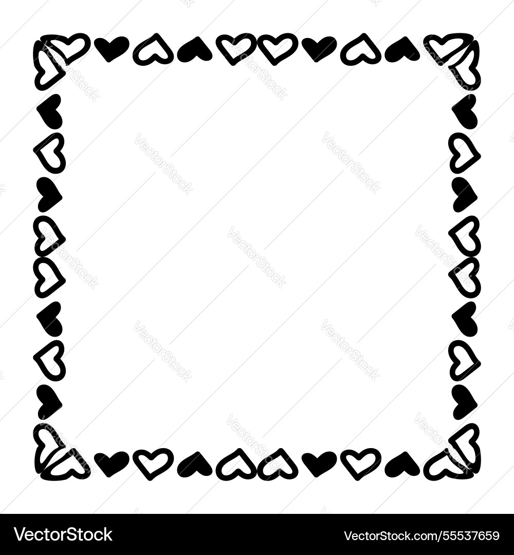 Heart line frame square doodle art border – Royalty-Free Vector ...