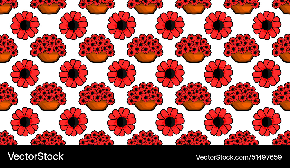 Pattern of red flower bunch 31 Royalty Free Vector Image
