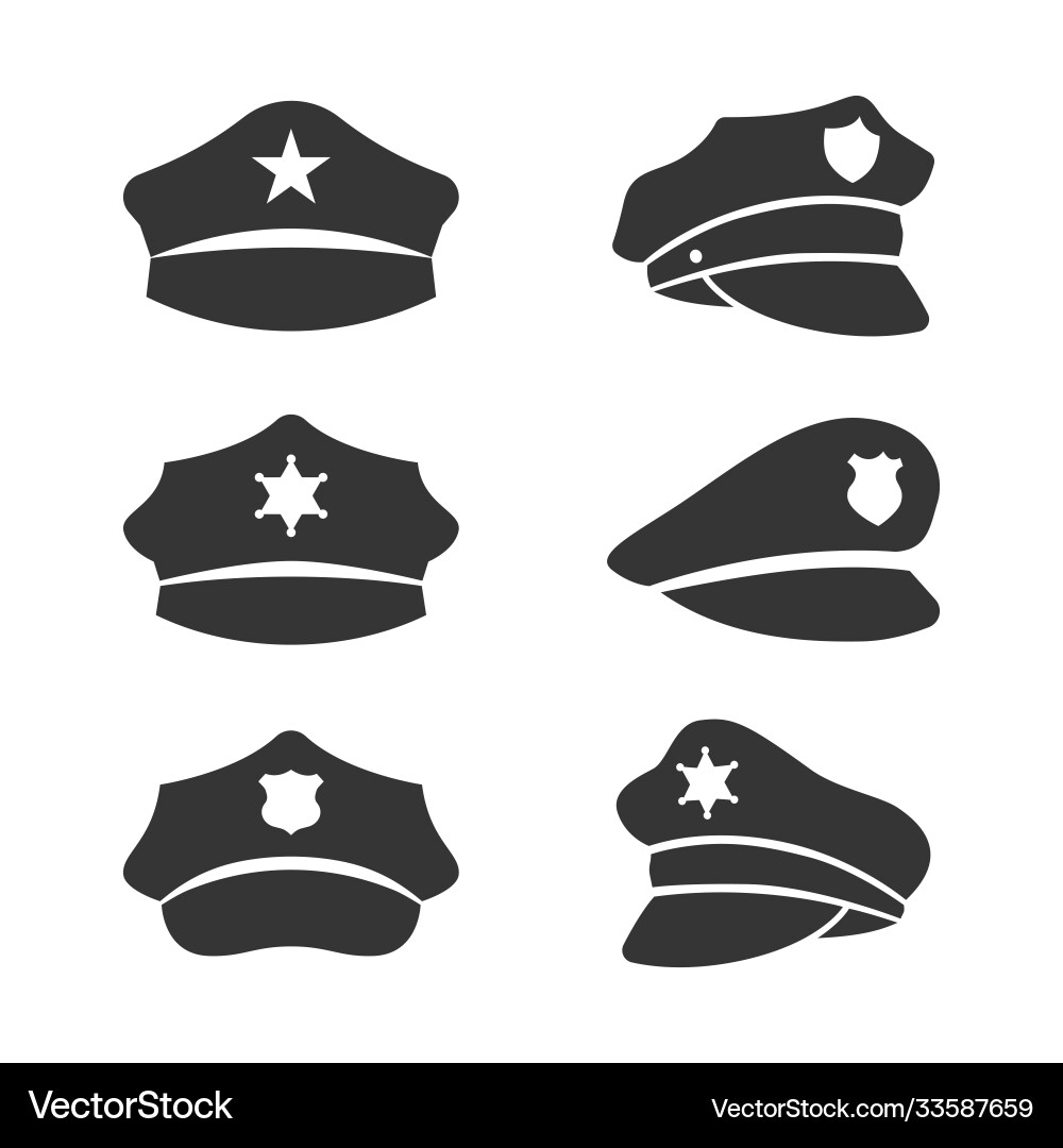 Police hat icon set on white background Royalty Free Vector