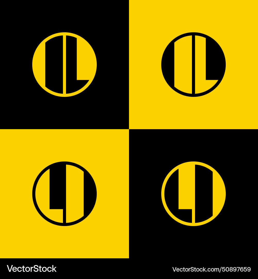 Simple il and li letters circle logo set suitable Vector Image