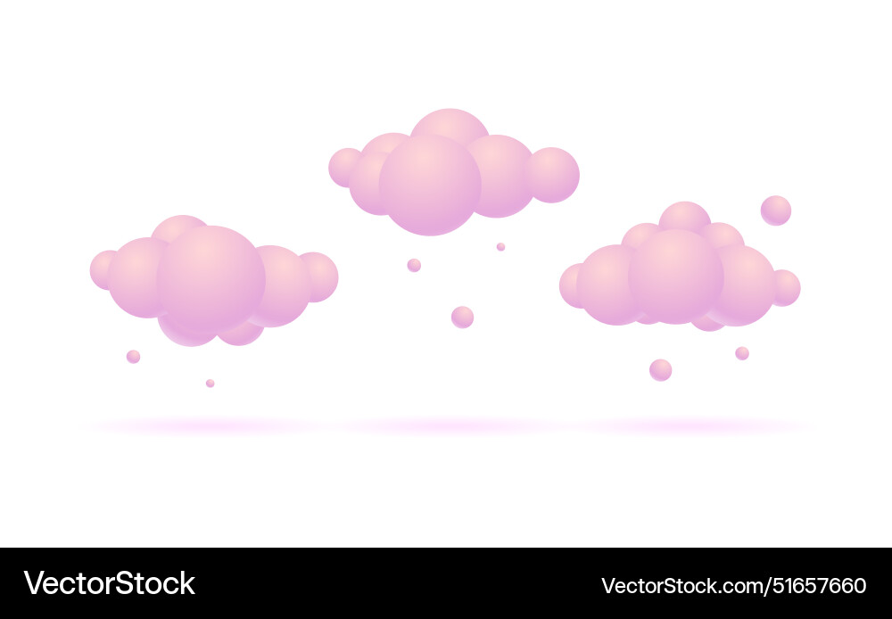 3d pink clouds rain cartoon design style Vector Image