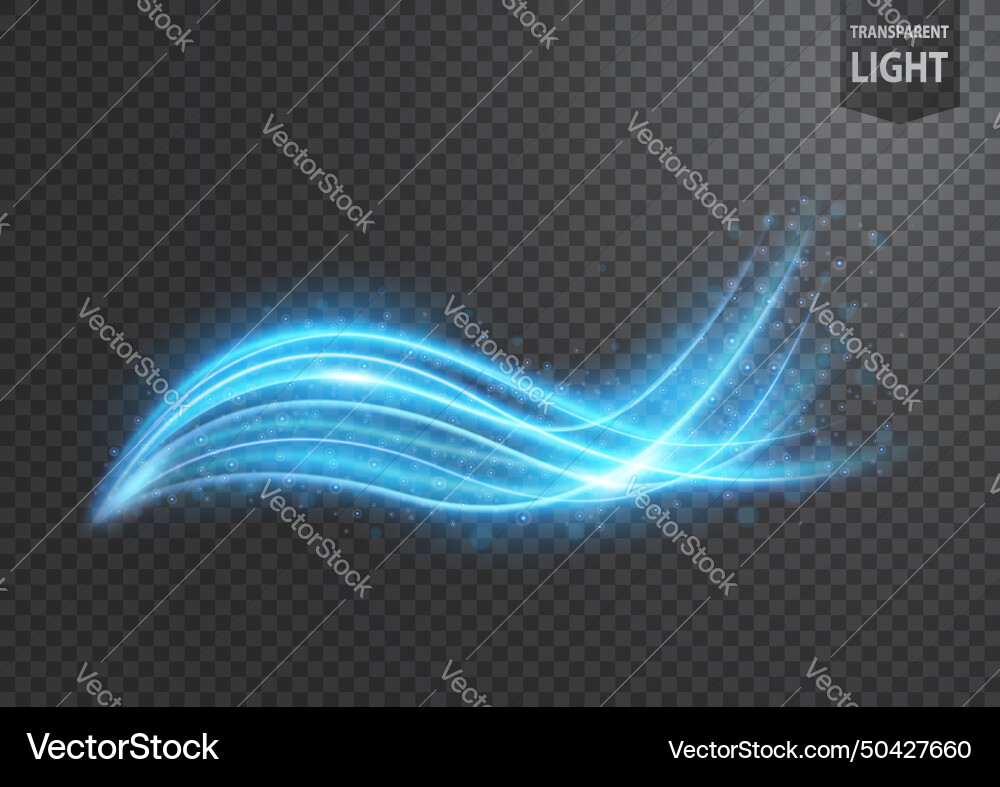 Abstract blue line of light with sparks Royalty Free Vector