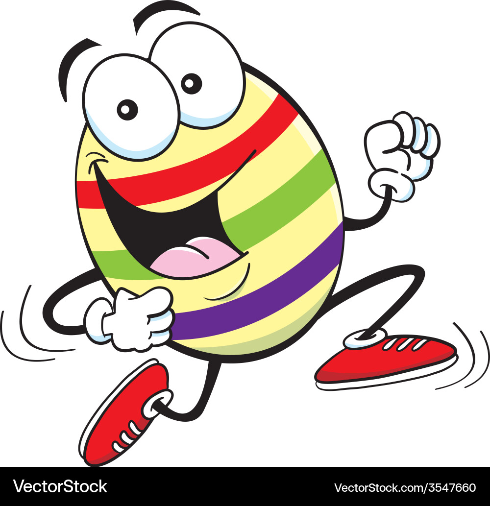 Cartoon easter egg running Royalty Free Vector Image