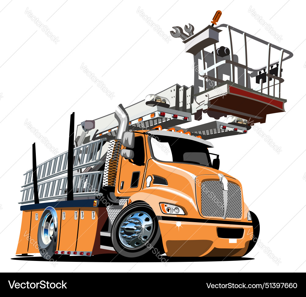 Cartoon platform lift truck Royalty Free Vector Image