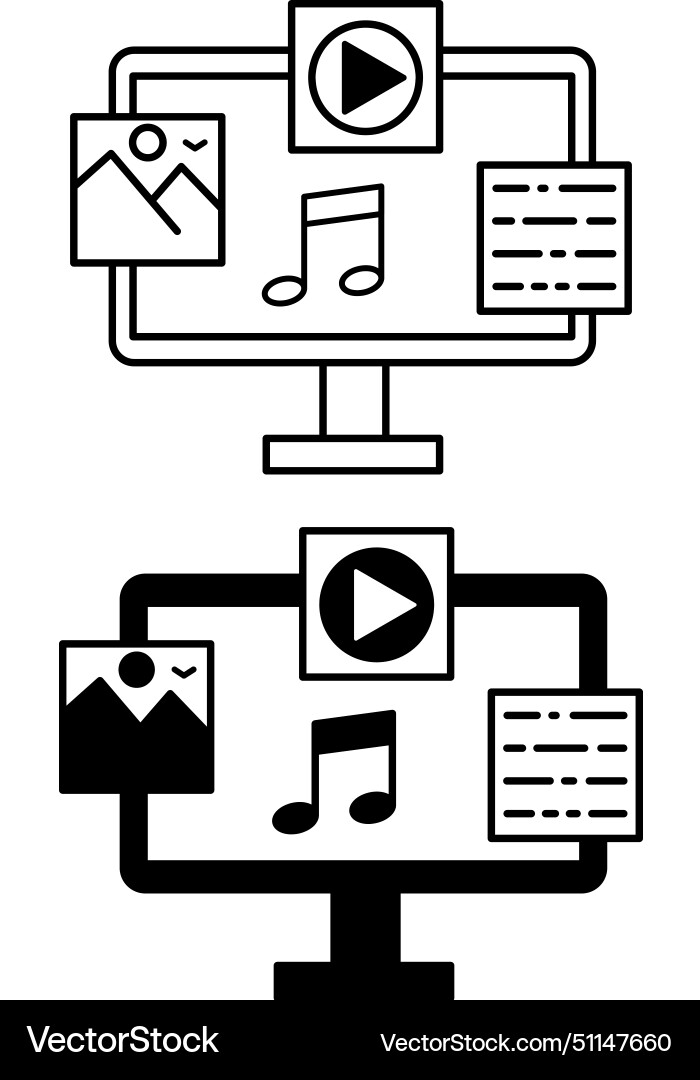 Content icons black and white of various Vector Image