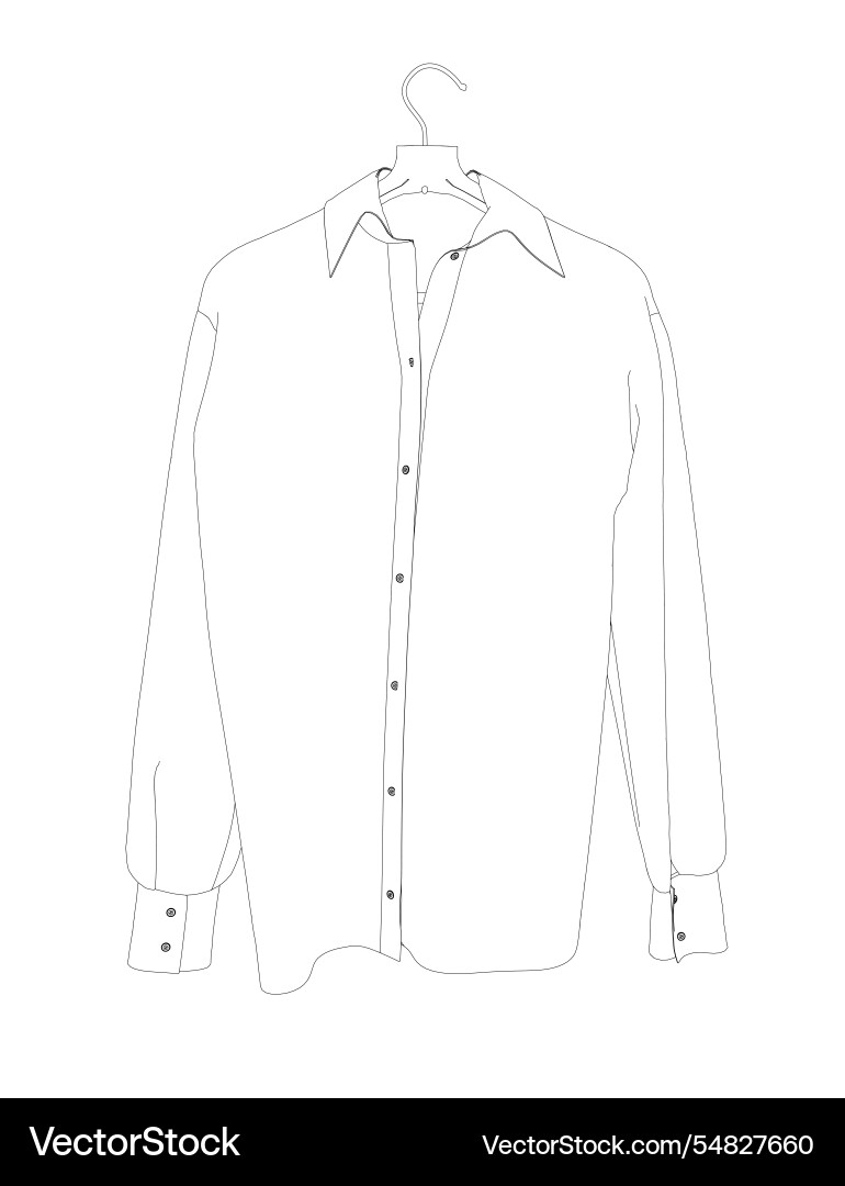Contour shirt with button down collar isolated Vector Image