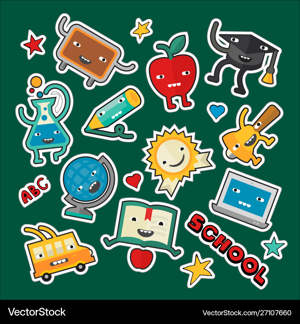 Education and school cute stickers patches Vector Image