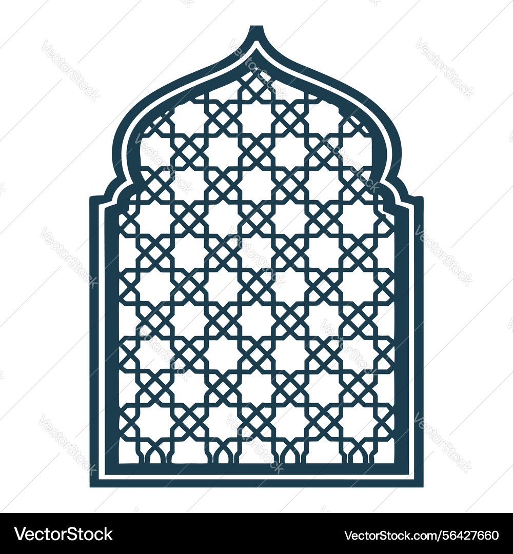 Islamic geometric lattice window screen design Vector Image