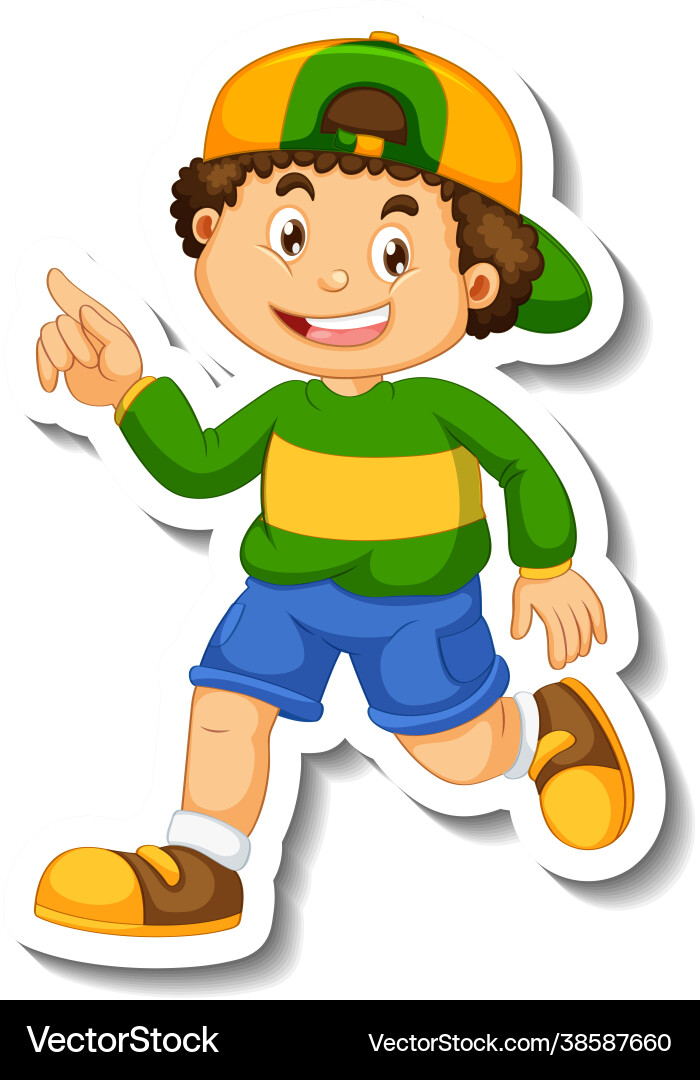 Sticker template with a boy cartoon character Vector Image