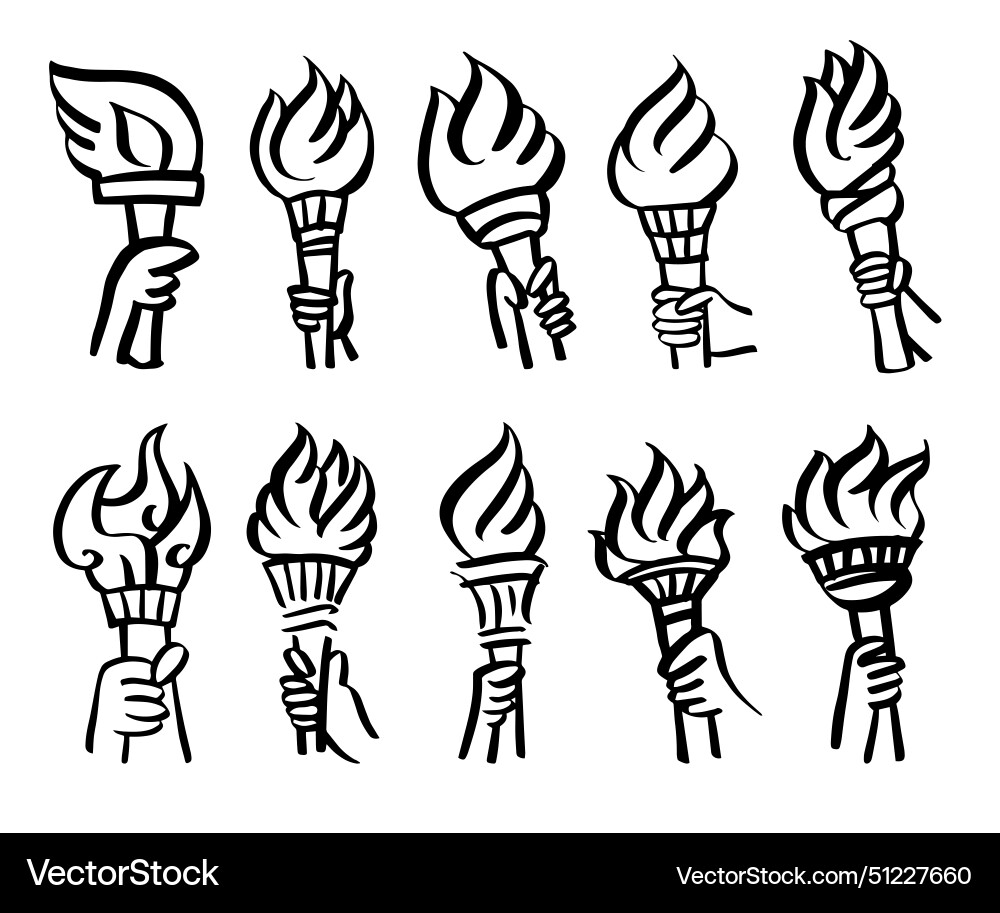 Torch olympics sports drawing sketch Royalty Free Vector