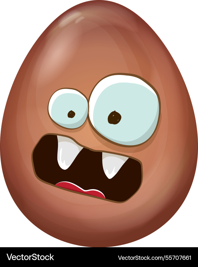 Cartoon chocolate easter egg character isolated Vector Image