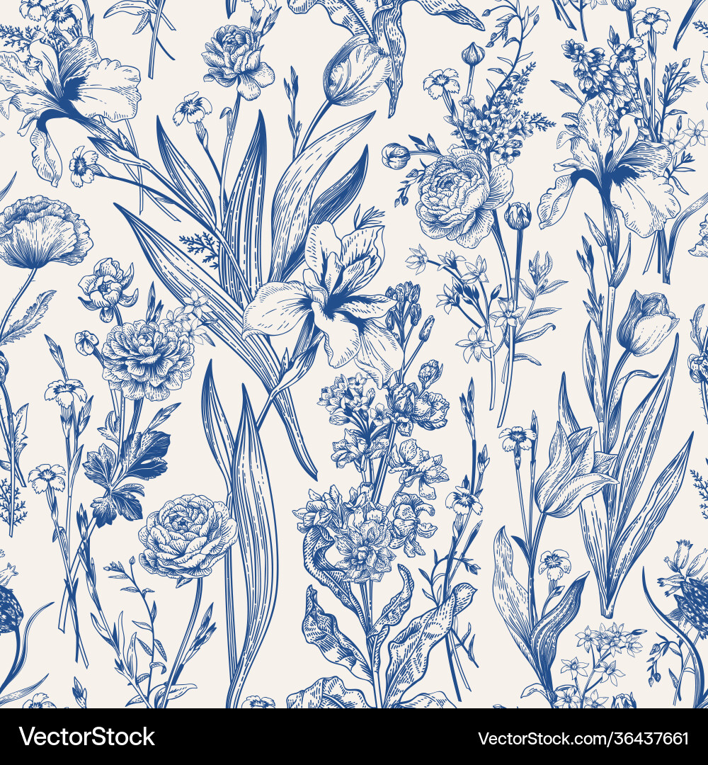 Floral seamless pattern flowering Royalty Free Vector Image