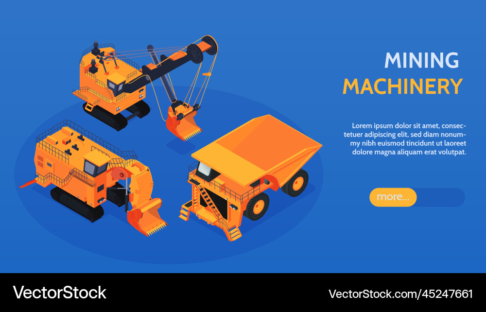 Isometric mining horizontal banner Royalty Free Vector Image