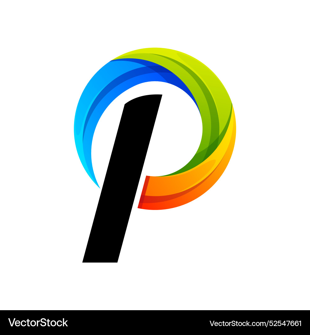 Letter p colorful gradient logo design Royalty Free Vector