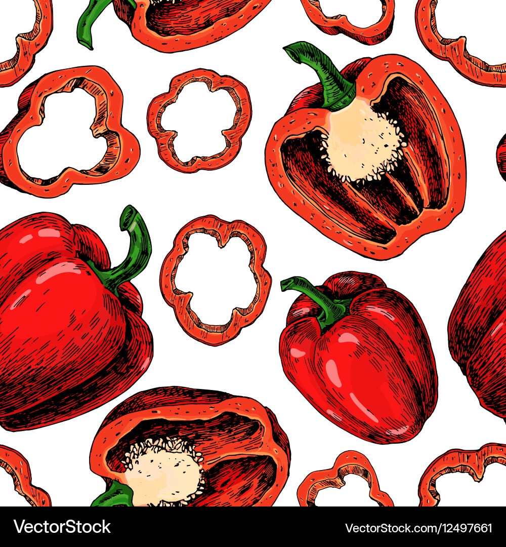 Pepper hand drawn seamless pattern Royalty Free Vector Image