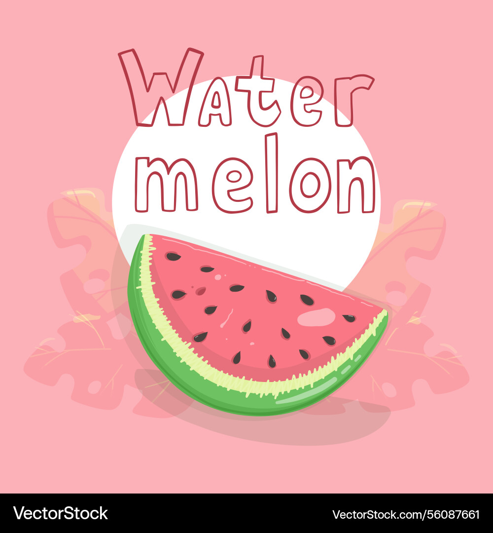 Postcard with watermelon slices leafs and cubes Vector Image