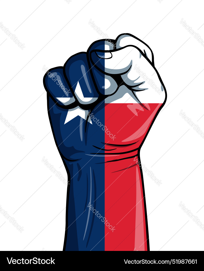 Raised fist with texas state flag Royalty Free Vector Image
