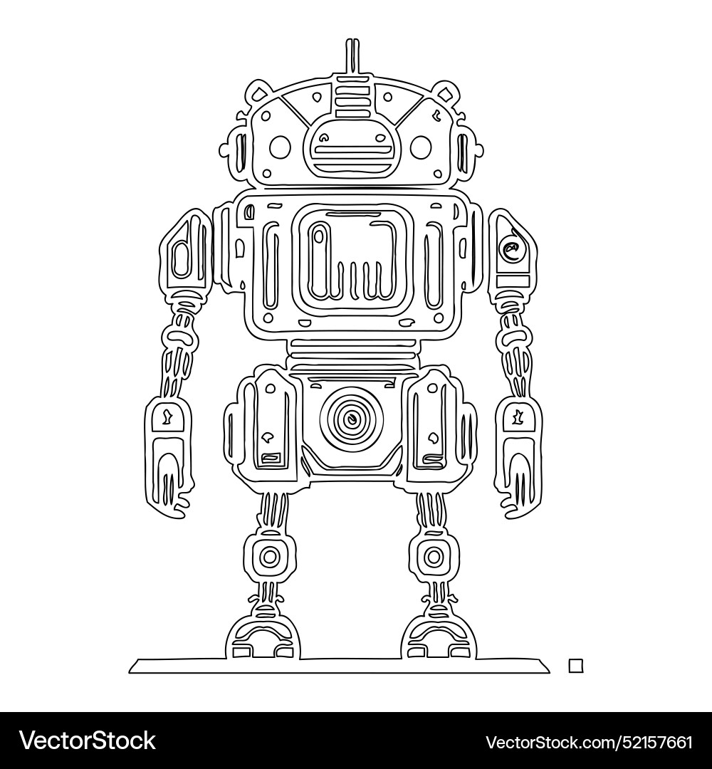 Robot outline sketch Royalty Free Vector Image