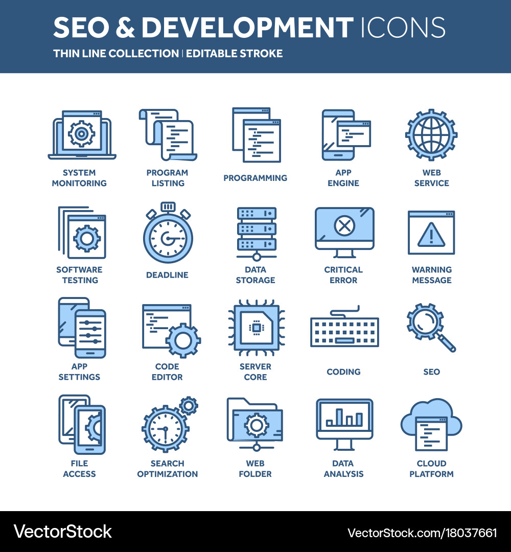 Seo and app development search engine Royalty Free Vector