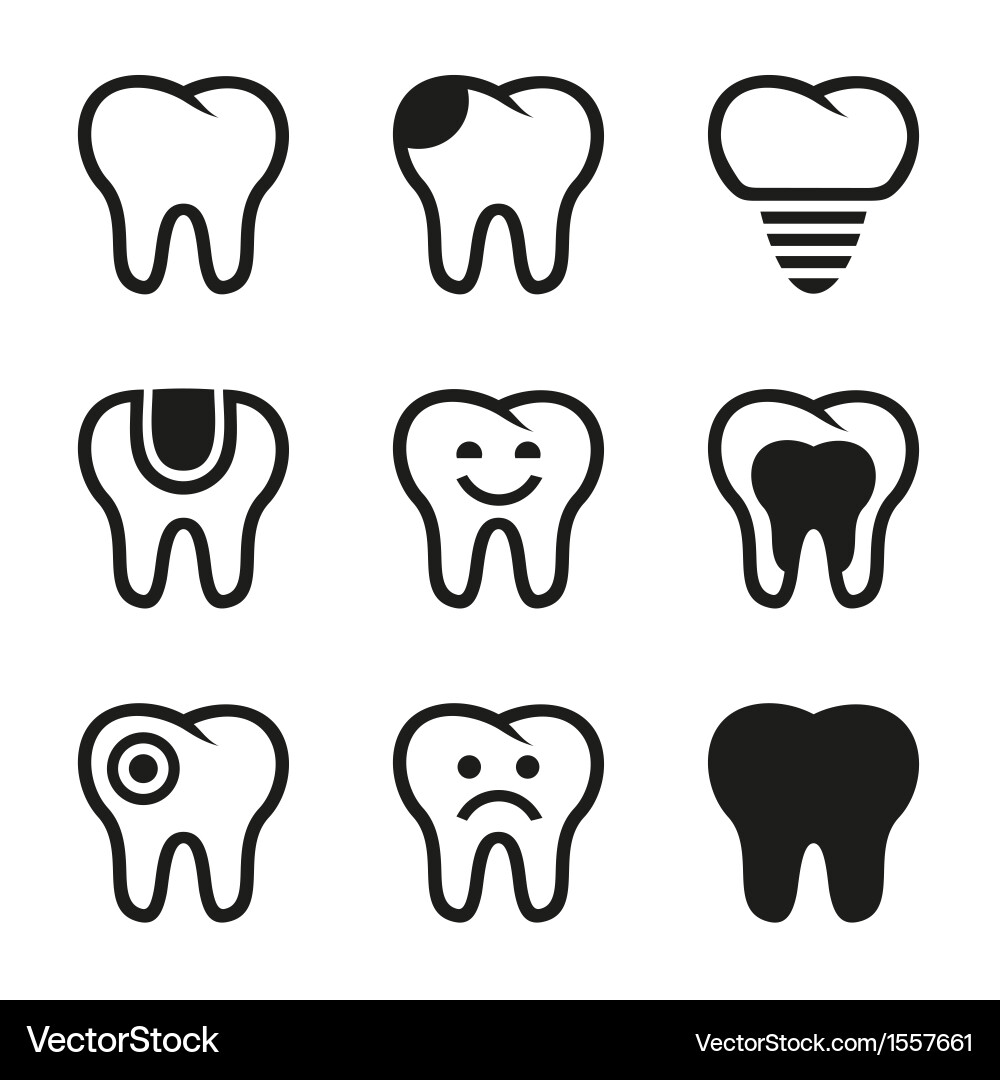 Tooth icons set Royalty Free Vector Image - VectorStock