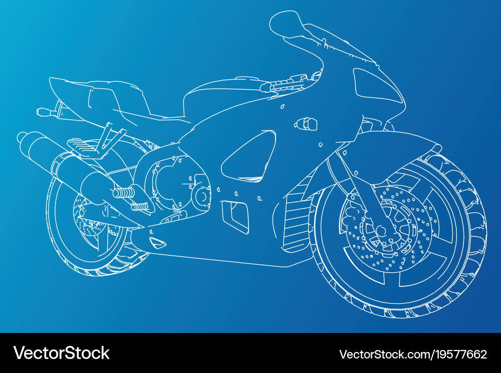 Blueprint sport bike eps10 format created Vector Image