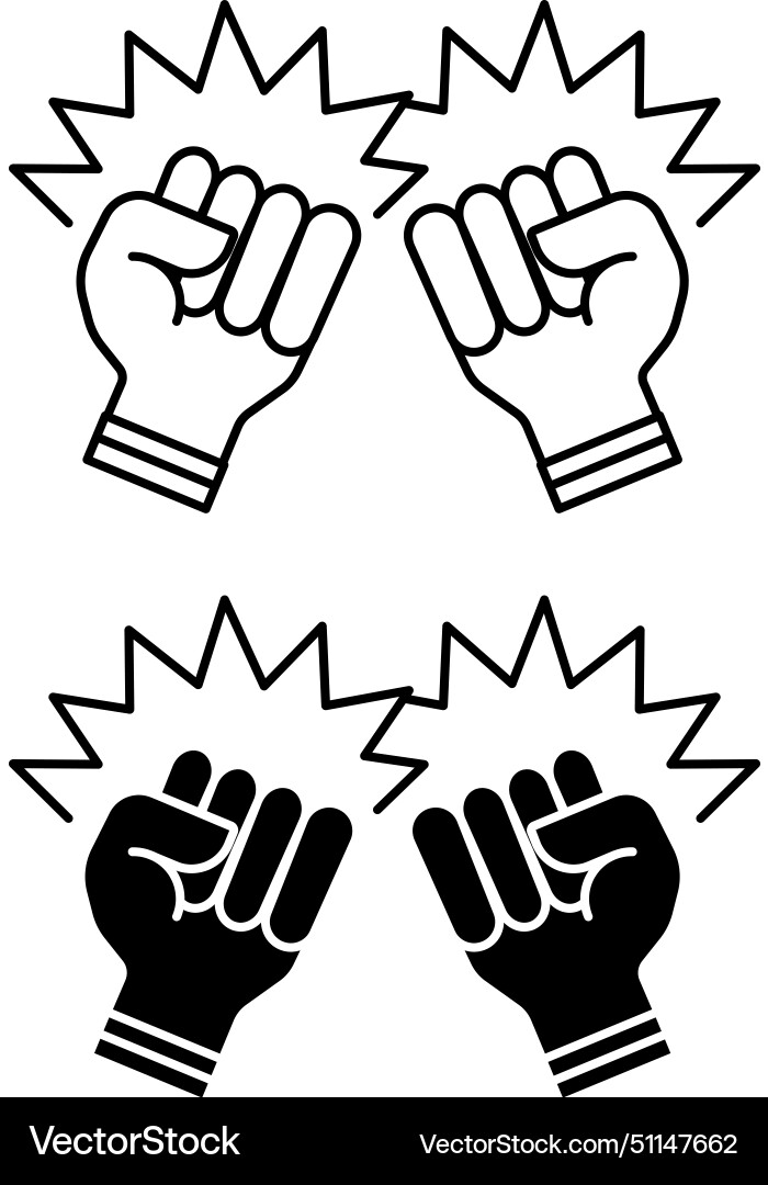 Fighting game icons black and white hands Vector Image