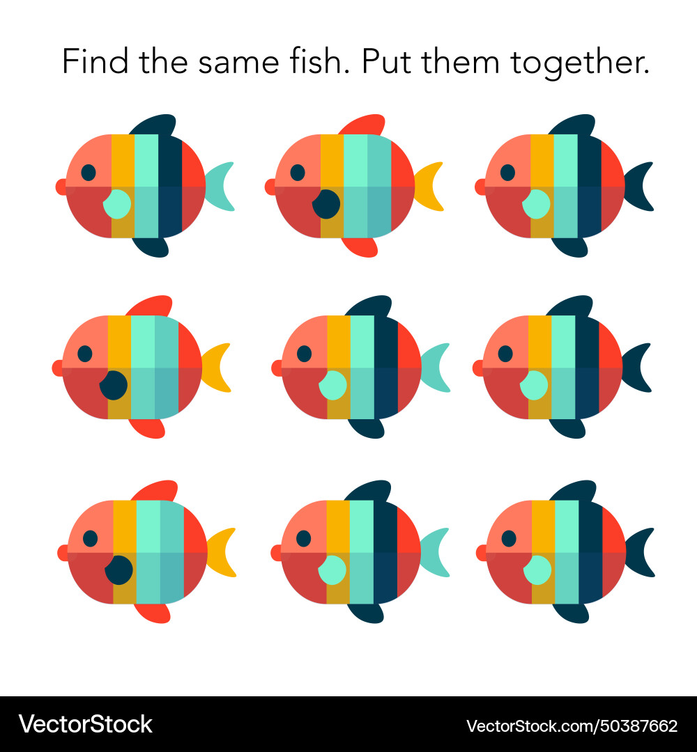 Find the same and connect them game for preschool Vector Image