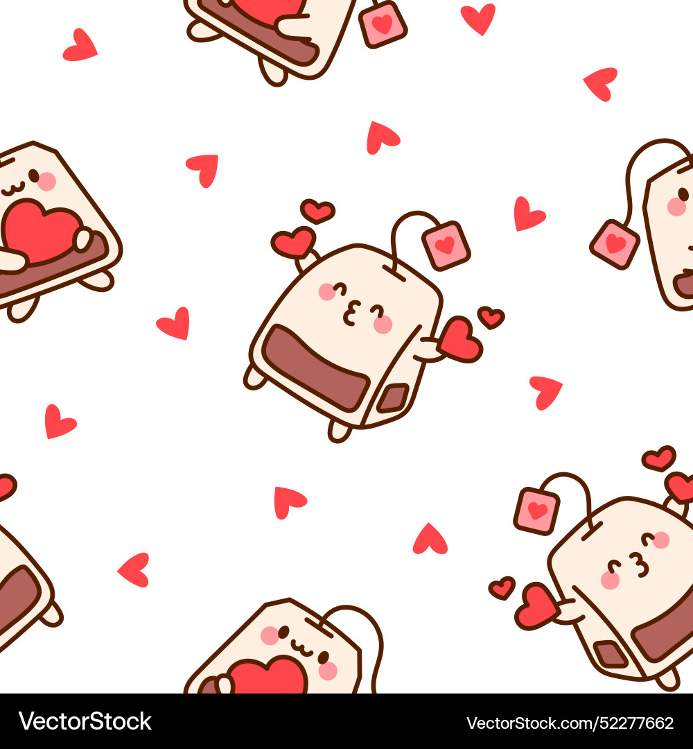 Funny tea bag seamless pattern Royalty Free Vector Image
