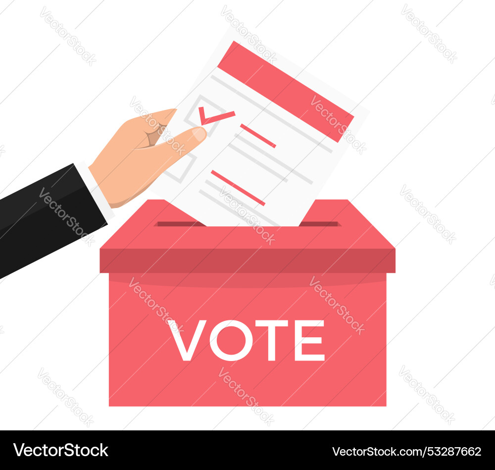 Hand with ballot paper Royalty Free Vector Image