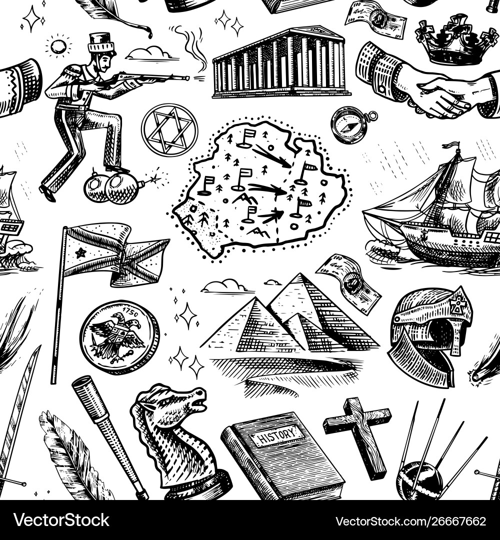 History seamless pattern in vintage style Vector Image