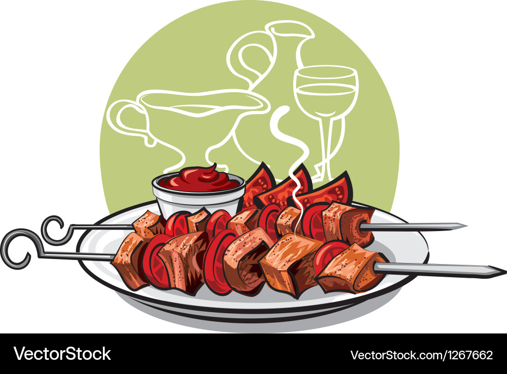 Kebab with tomatoes Royalty Free Vector Image - VectorStock