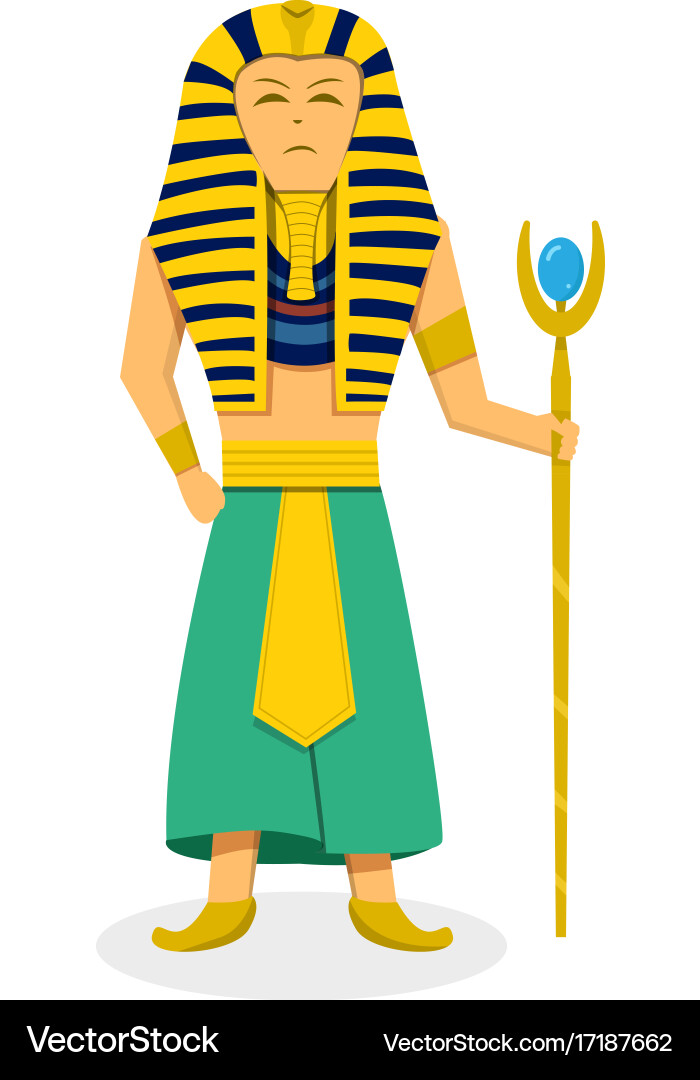 King pharaoh on white in flat style Royalty Free Vector