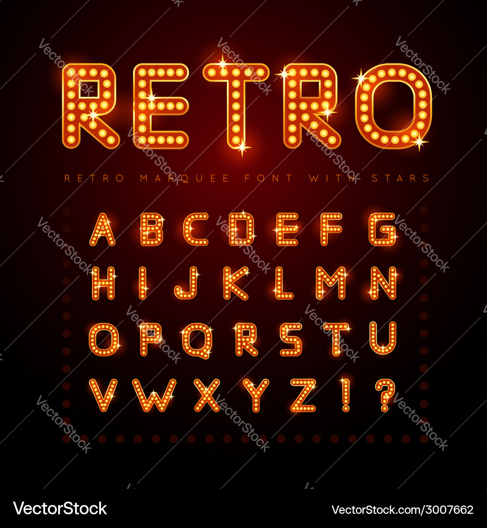 Retro Neon Alphabet Royalty Free Vector Image - VectorStock